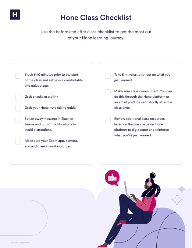 Hone's Class Checklist – Hone Admin Support