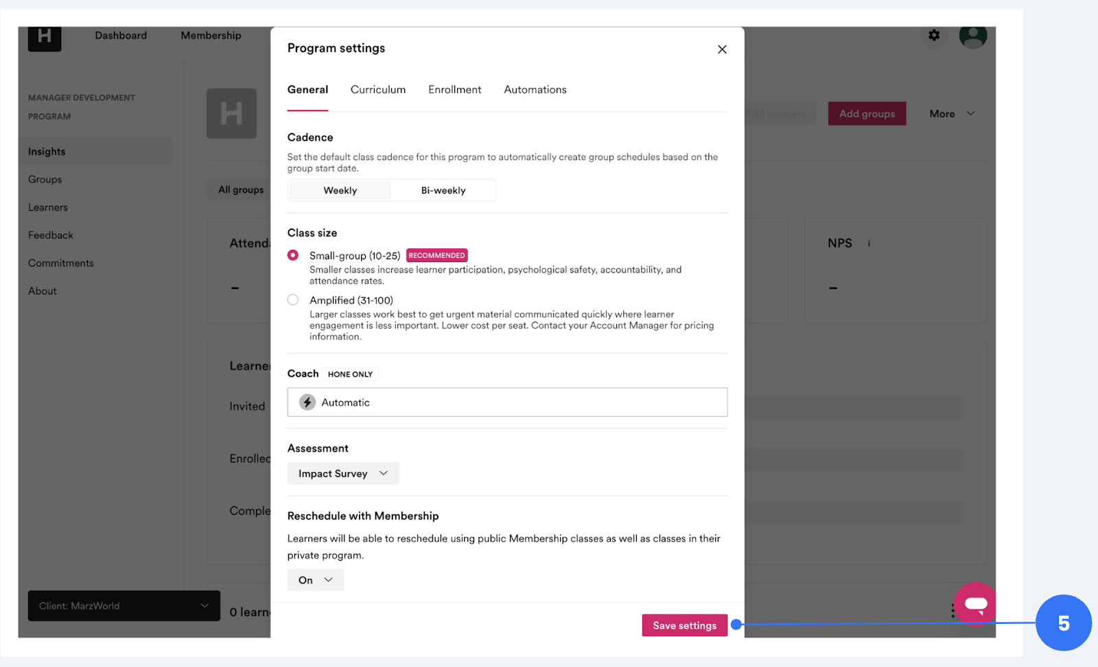 Review Private Program Settings – Hone Admin Support