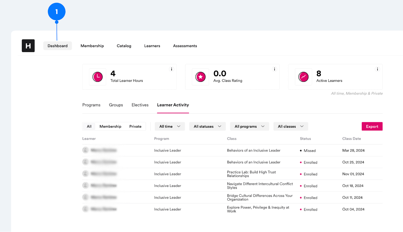 How to Export Learner Data – Hone Admin Support