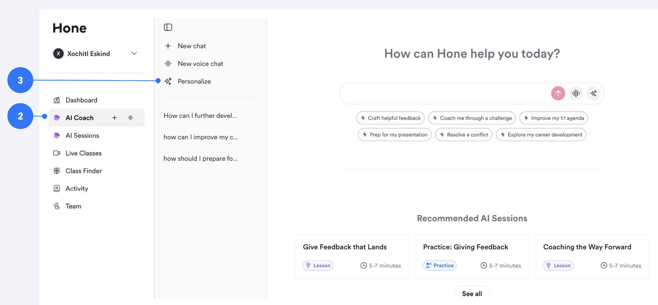 Hone AI Coach – Hone Admin Support